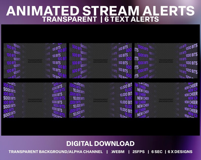 Animated Text Tunnel Twitch Bits Stream Alerts: Esports Steaming Cheers ...