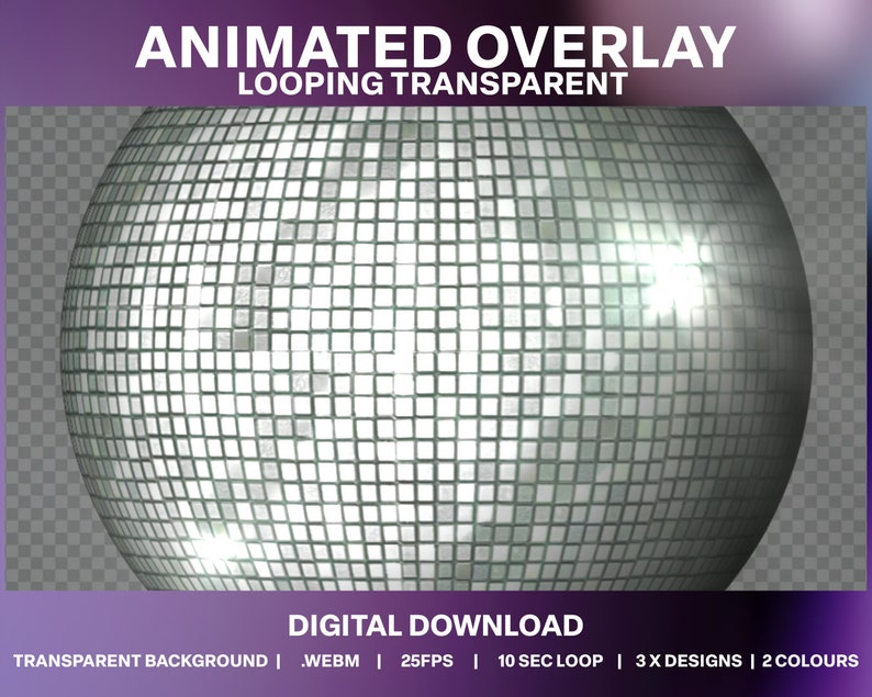 Disco Ball Animated Overlay Loops | Twitch DJ Stream Lights | Mirror ...