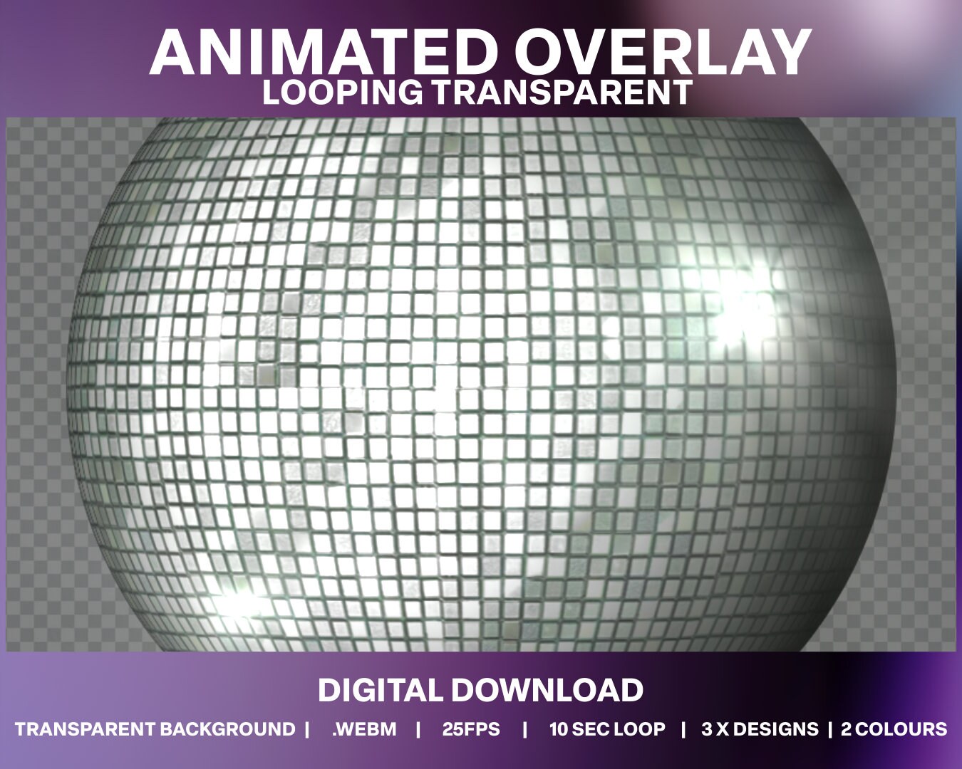 Disco Ball Animated Overlay Loops | Twitch DJ Stream Lights | Mirror ...