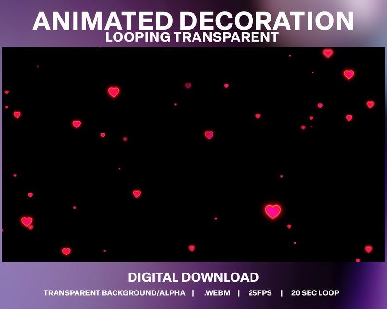 Glow Hearts Animated Stream Decoration Valentines Red Glowing Overlays ...