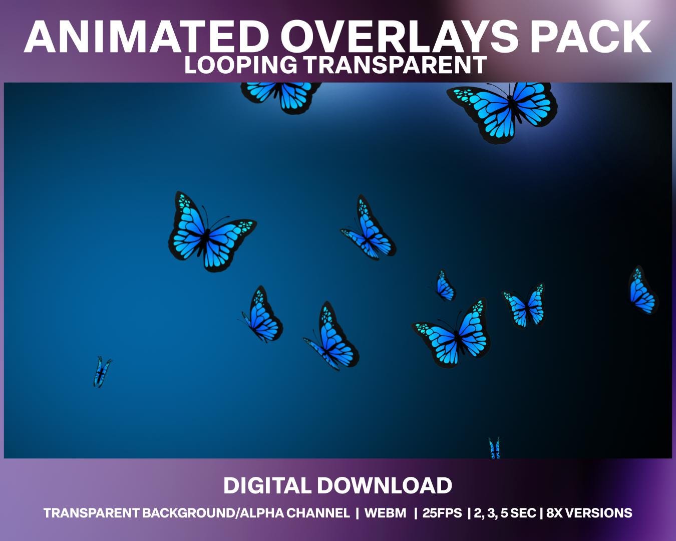 Animated Butterfly Stream Overlays: Tropical Nature Decoration (digital ...