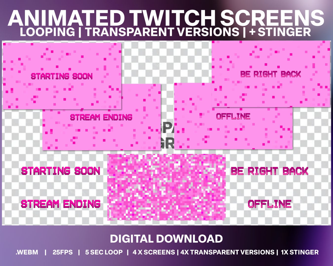 8bit Pixel Animated Stream Screens Pixel Art Overlays Twitch Stream ...