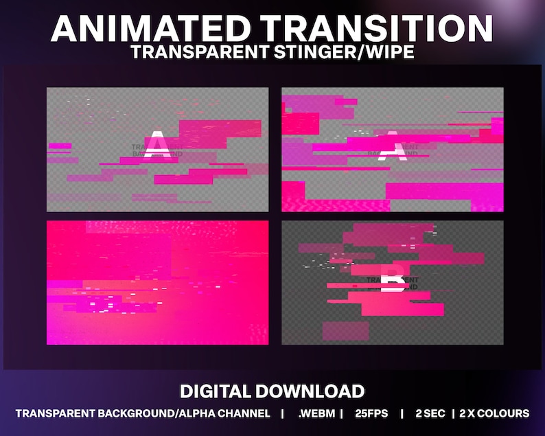 VHS Glitch Animated Transition | Cyber Film Distortion Stream Wipe ...