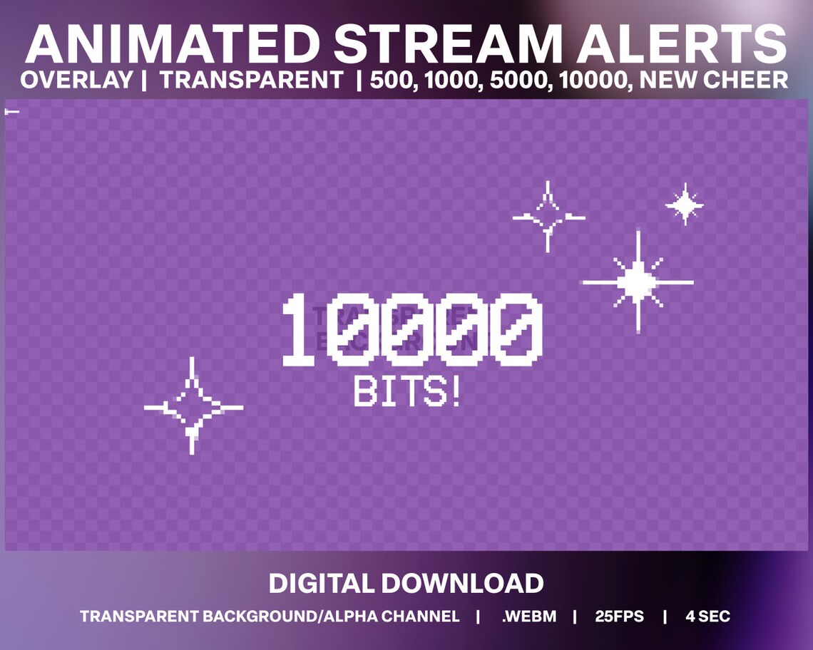 8bit Pixel Bomb Bits Animated Alert Twitch Bits Stream Cheers Overlay ...