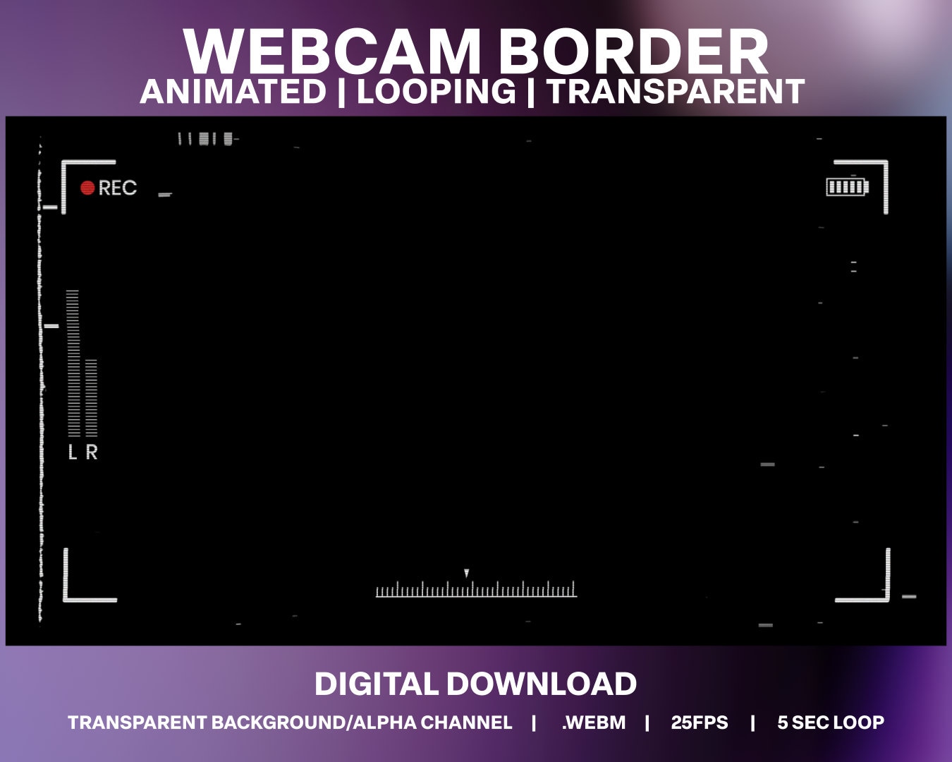 Animated Glitch Webcam Border Overlay: Streaming UI Pack (digital ...