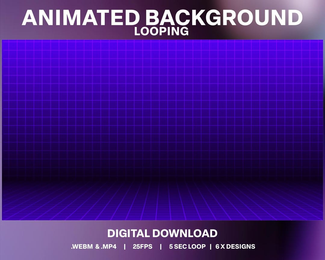 Purple Grid Animated Background Loop: Retrowave Stream Overlay (digital ...