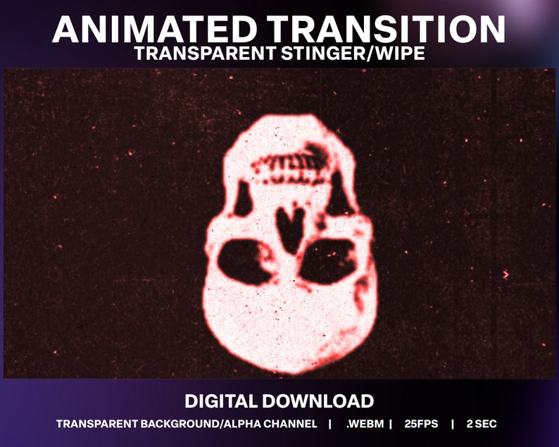 Halloween Skull Animated Stream Transition: Glitch Gothic Stinger ...