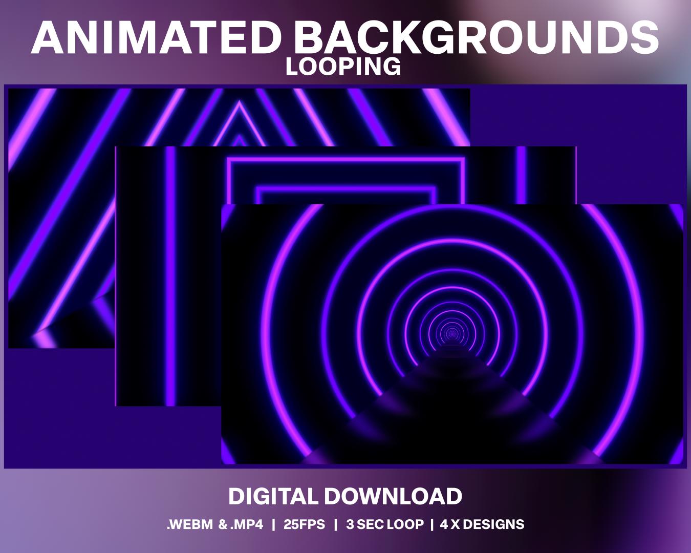4x Animated Neon Loops | DJ Streamer Backgrounds | Streaming Virtual ...
