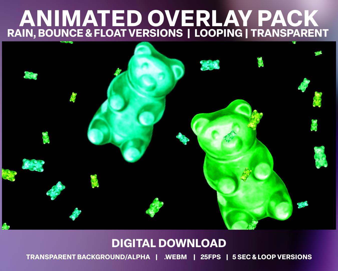 Animated Gummy Bear Rain Stream Overlay: Funny Looping Video (webm ...