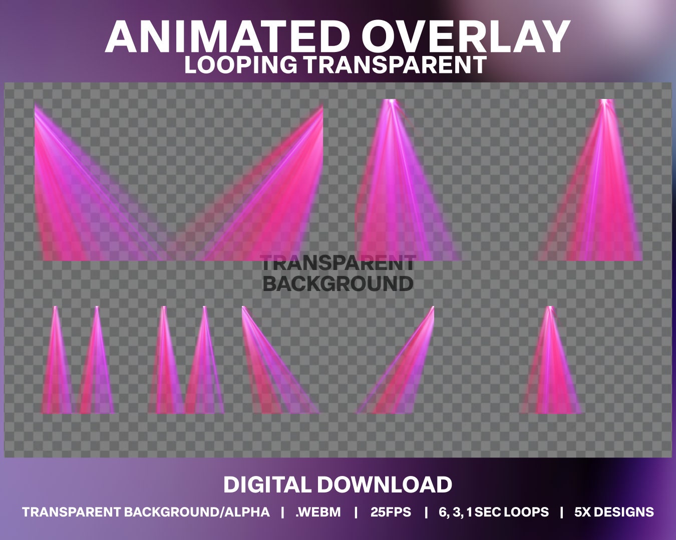 Animated PINK Stage Spotlights Loop: Twitch DJ Stream Lighting (digital ...