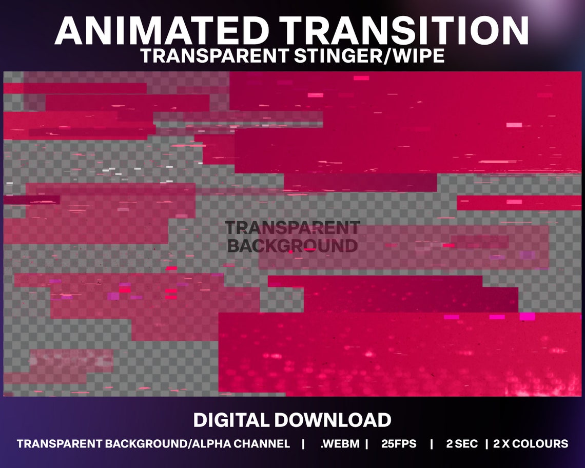 VHS Glitch Animated Transition Cyber Film Distortion Stream Wipe Neon ...