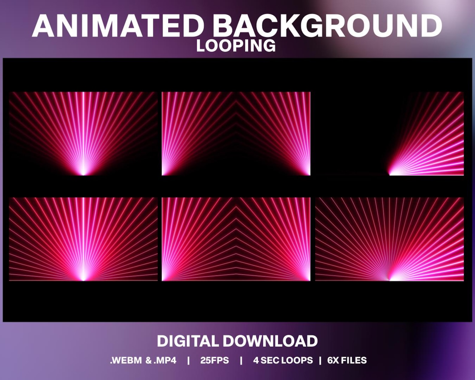 Neon Animated Background Loops: Twitch DJ Stream Lighting (digital ...