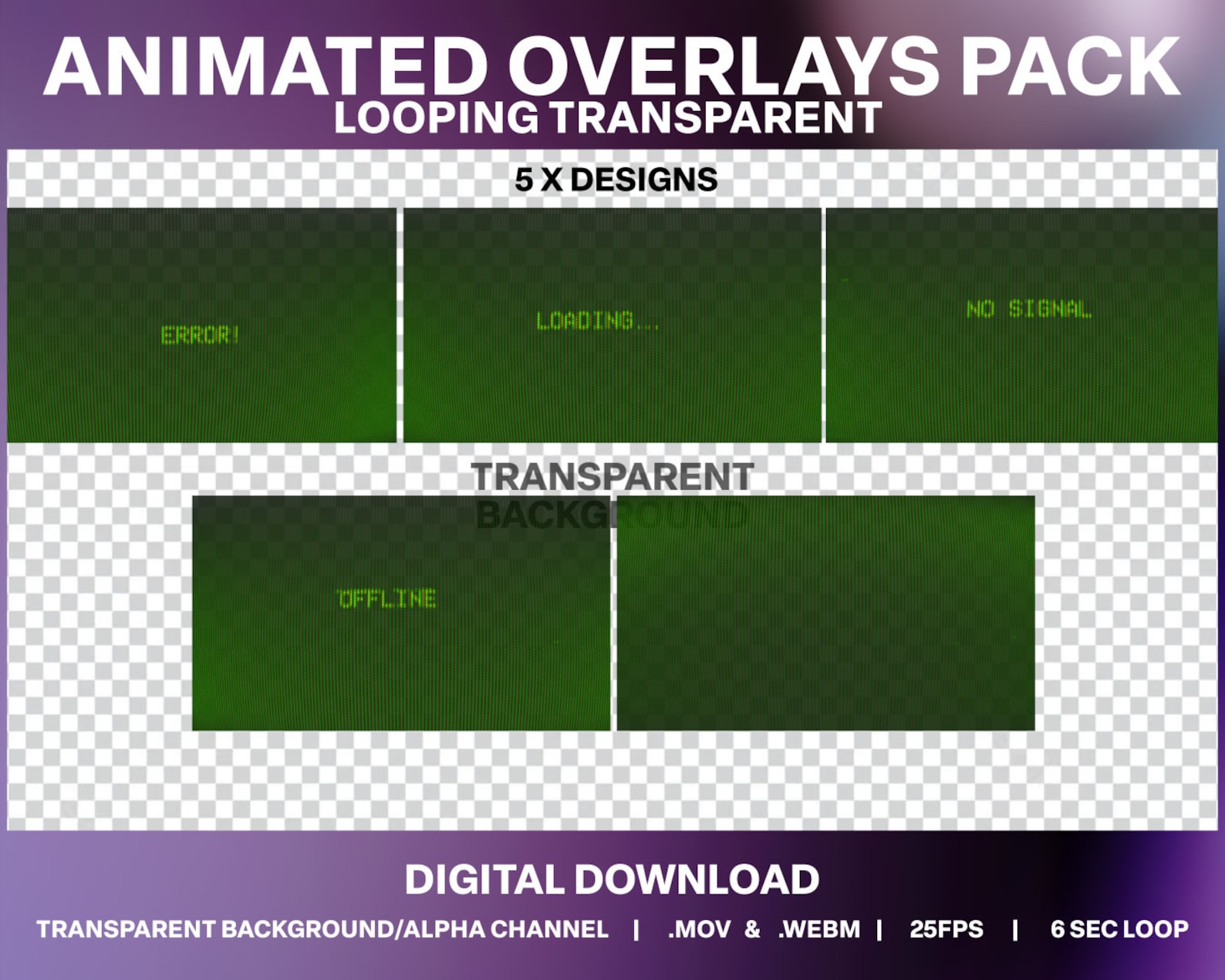 Animated CRT Error Overlay: Retro VCR Twitch Stream (digital Download ...