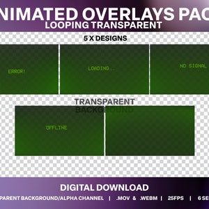 Error! CRT Noise Animated Transparent Overlay 5 Pack | Old VCR Twitch ...