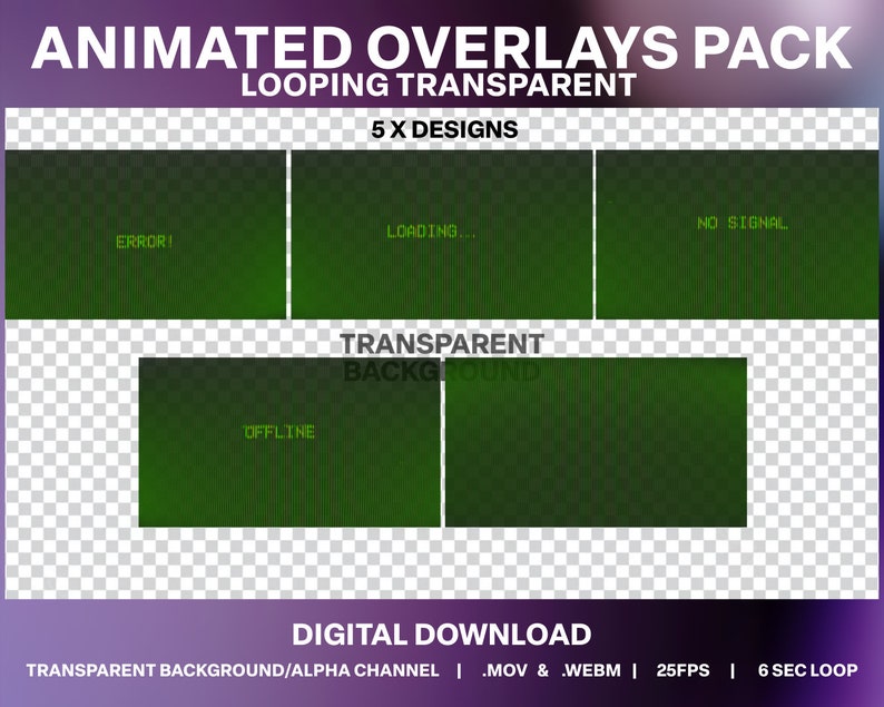 Animated CRT Error Overlay: Retro VCR Twitch Stream (digital Download ...