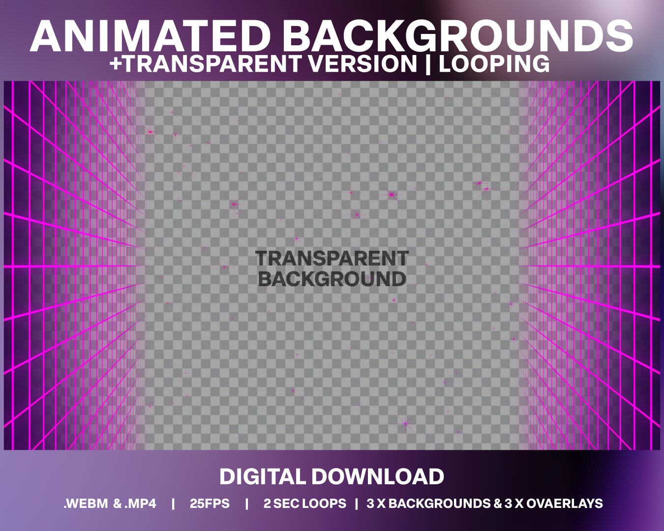 Neon Vaporwave Animated Backgrounds: Twitch DJ Stream Overlays (digital ...