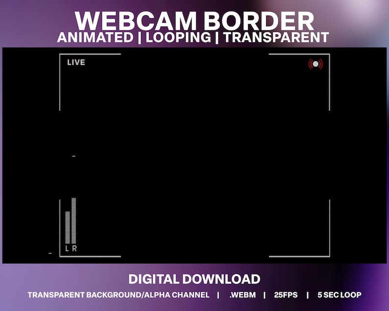 Animated Glitch Webcam Border Overlay: Streaming UI Pack (digital ...