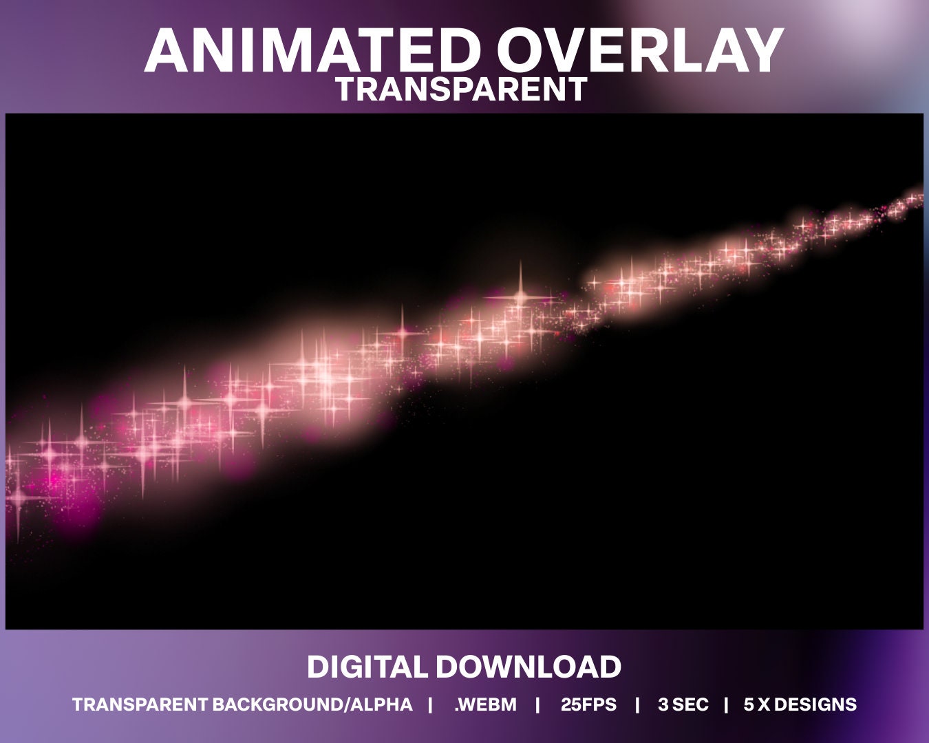 Particle Trail Animated Stream Overlay | Magical Pink Stream Decoration | Transparent Sparkle ...
