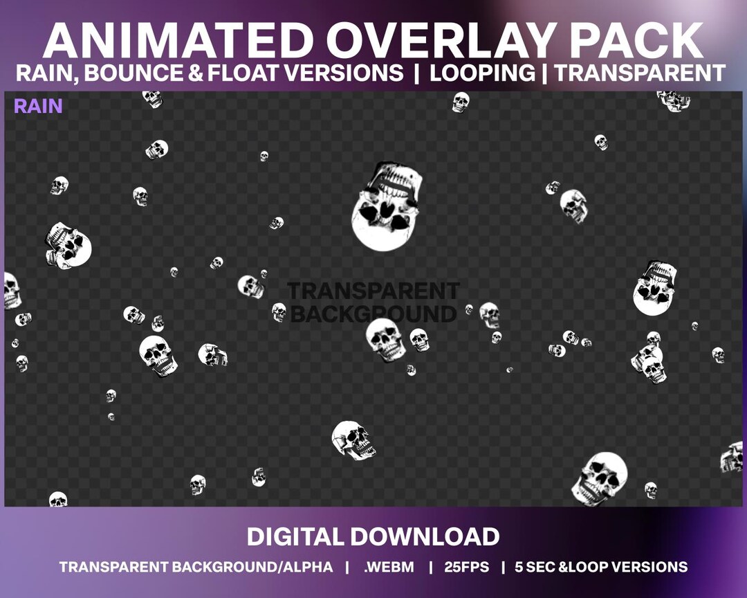 Skull Animated Stream Overlay | Halloween Skulls Streamer Decor | Fun ...