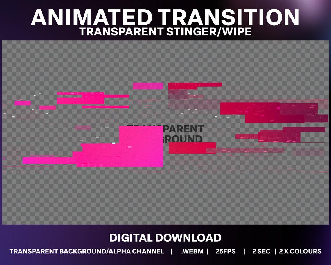 VHS Glitch Animated Transition Cyber Film Distortion Stream Wipe Neon ...