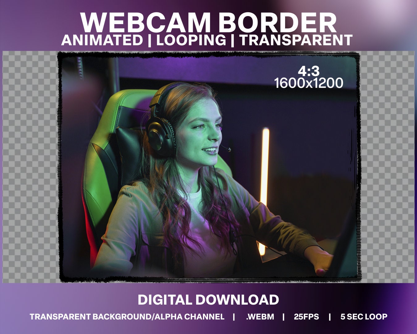 Dark Grunge Animated Webcam Border Live Stream Black Frame Creepy ...