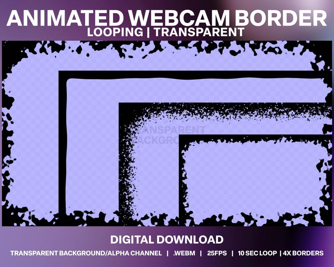 4 Animated Grunge Webcam Borders | Live Stream Distressed Black Frame ...