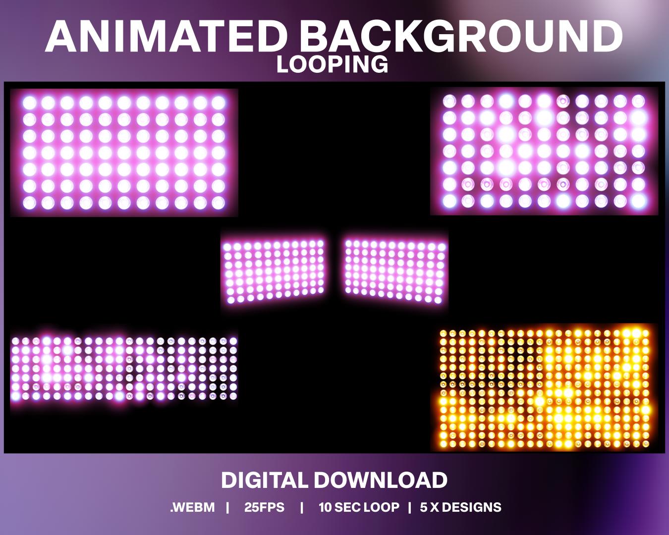 5x Animated Flashing LIGHTS Background Loops | Light Wall Stream Decoration | Stadium Spotlight ...