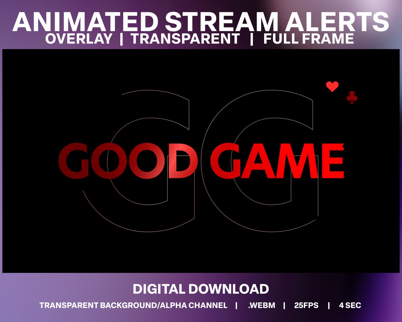 Animated Text Stream Alerts Poker Card Game Alert Overlays Full Frame ...