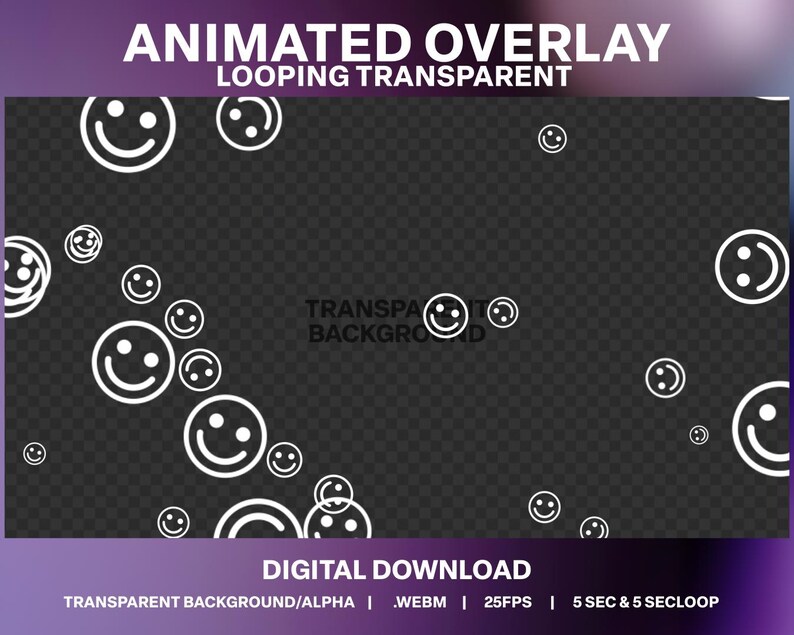 Animated Smiley Face Overlay Loop: Twitch DJ Stream (digital Download ...