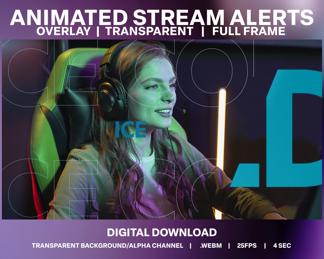 Blue Animated Text Stream Alerts Game Alert Overlays Full Frame Cheer ...