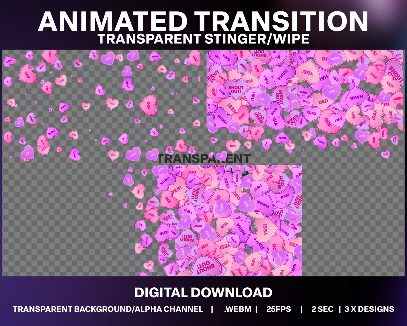 Candy Heart Animated Stream Transition: Valentine's Twitch Overlay ...