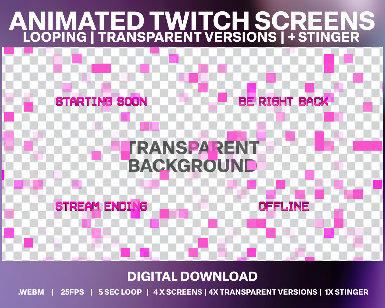 8bit Pixel Animated Stream Screens Pixel Art Overlays Twitch Stream ...
