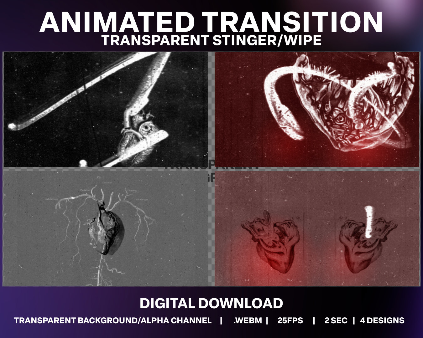 Creepy Heart Stream Transition: Glitch Punk Film Wipe (digital Download ...