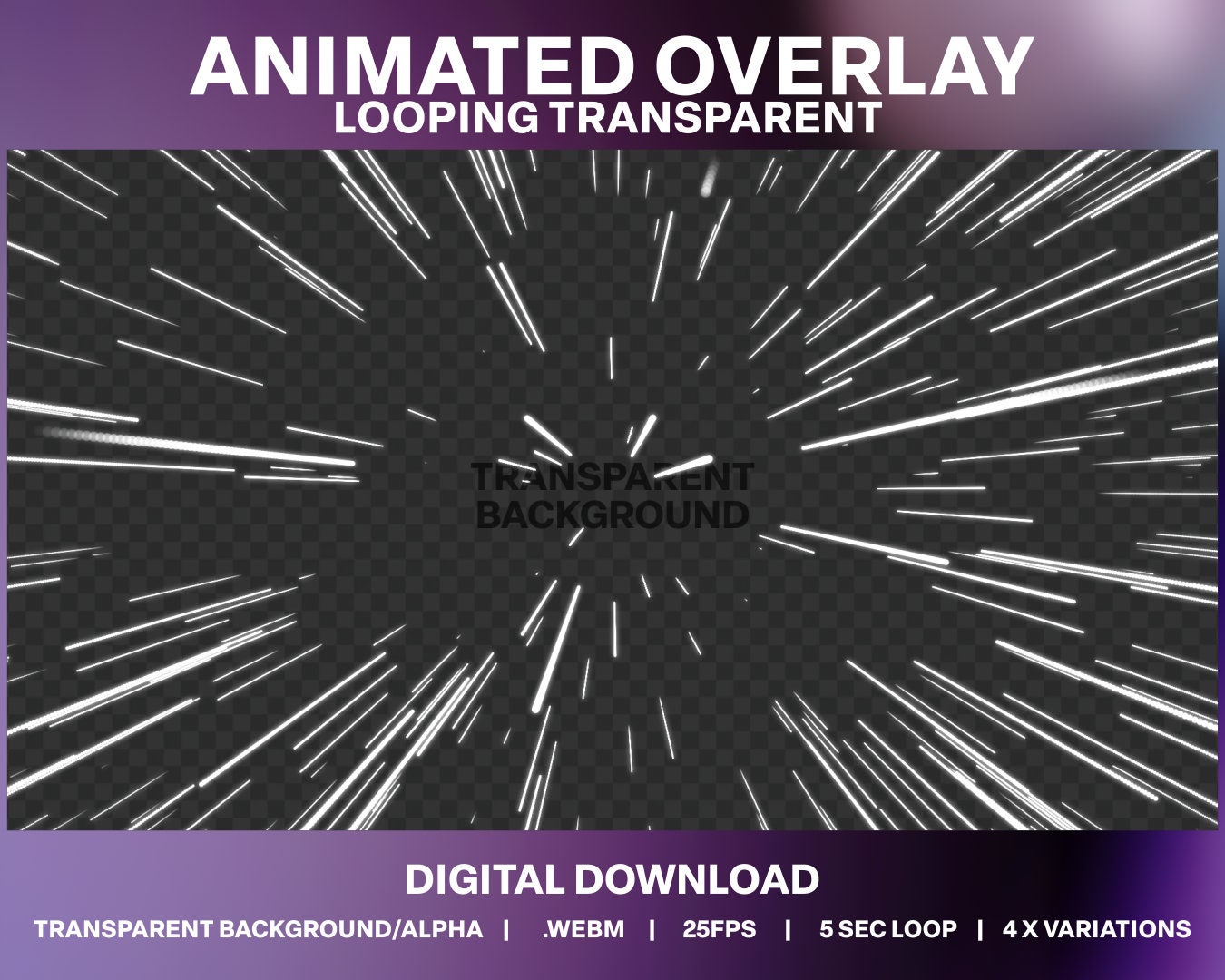 Animated Stars Overlay Loops Light Speed Stream Decoration Sparkle ...