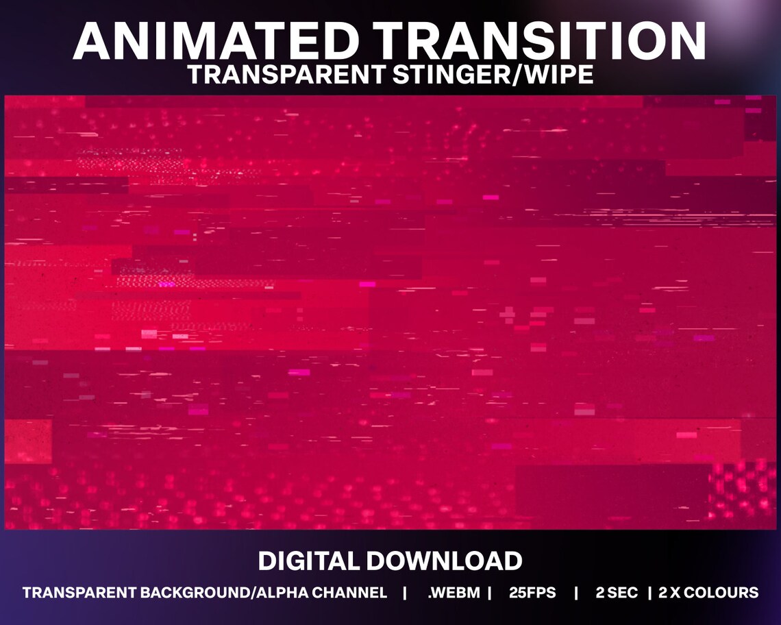 VHS Glitch Animated Transition Cyber Film Distortion Stream Wipe Neon ...