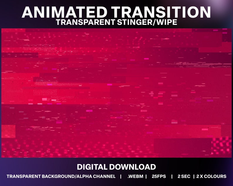 VHS Glitch Animated Transition Cyber Film Distortion Stream Wipe Neon ...