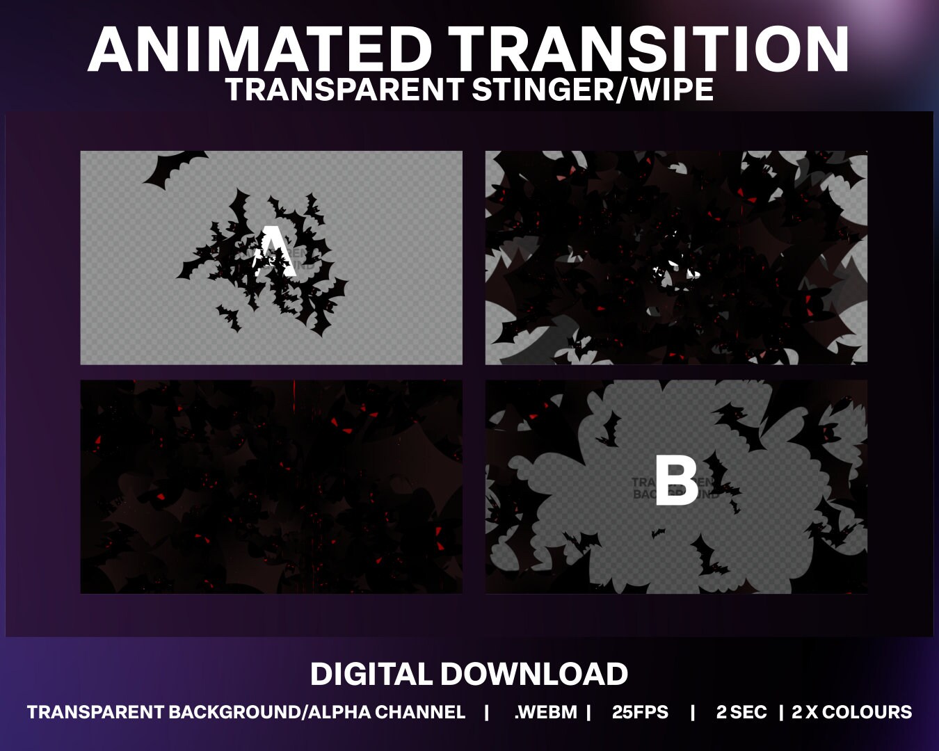 Bat Swarm Animated Stream Transition: Halloween Twitch Stinger (digital ...
