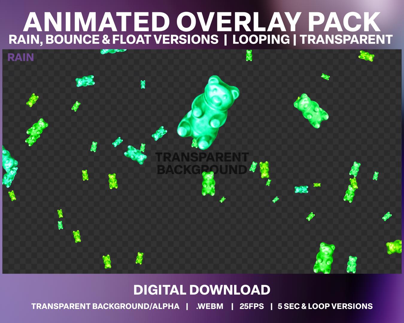 Animated Gummy Bear Rain Stream Overlay: Funny Looping Video (webm ...