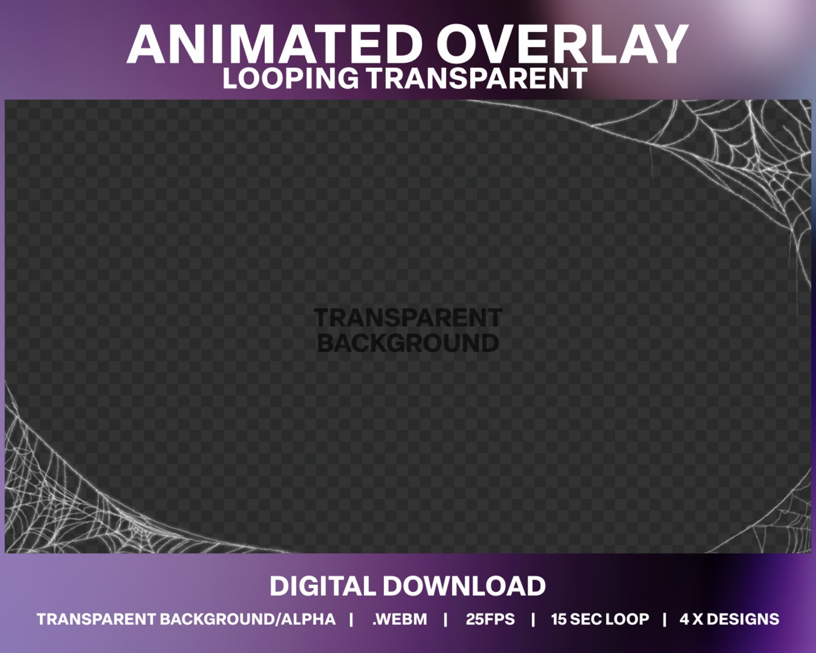 Spider Web Animated Stream Overlay | Creepy Halloween Live Stream ...