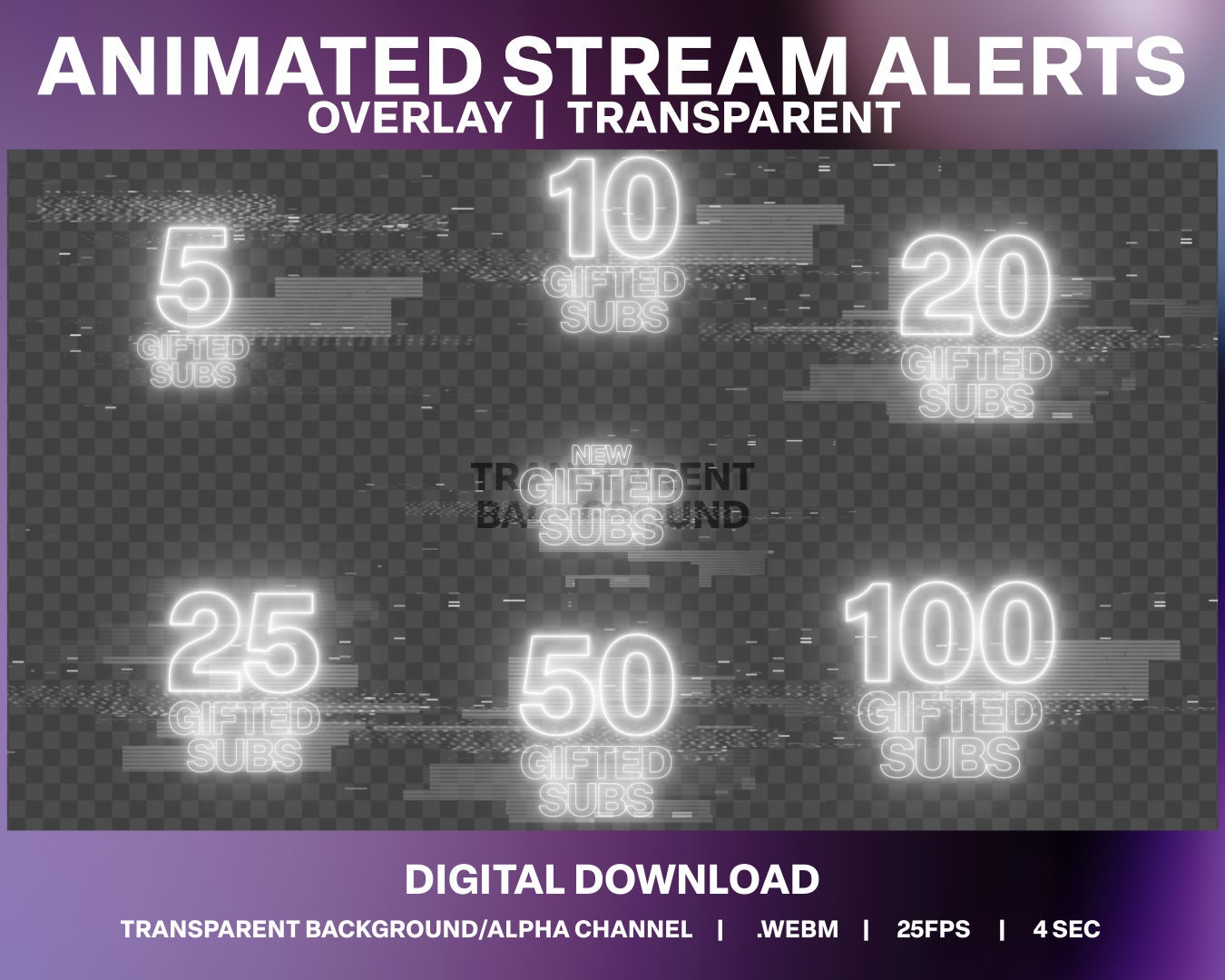 Neon Glitch Twitch Sub Alerts: Animated Stream Overlay (digital ...