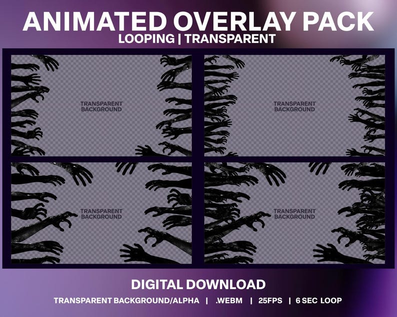 Zombie Arms Animated Stream Overlay | Horror Monster Streamer Graphics ...