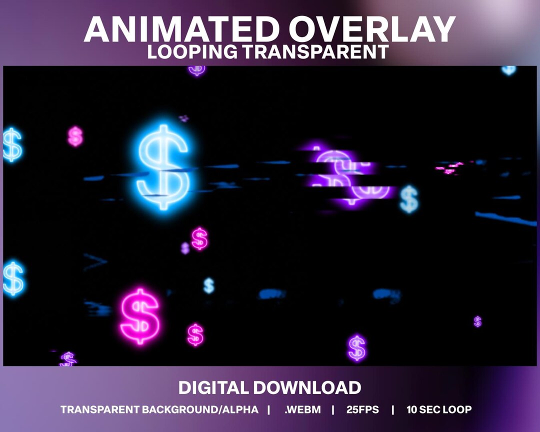 Dollar Rain Animated Overlay | Glitch Money Stream Decoration ...