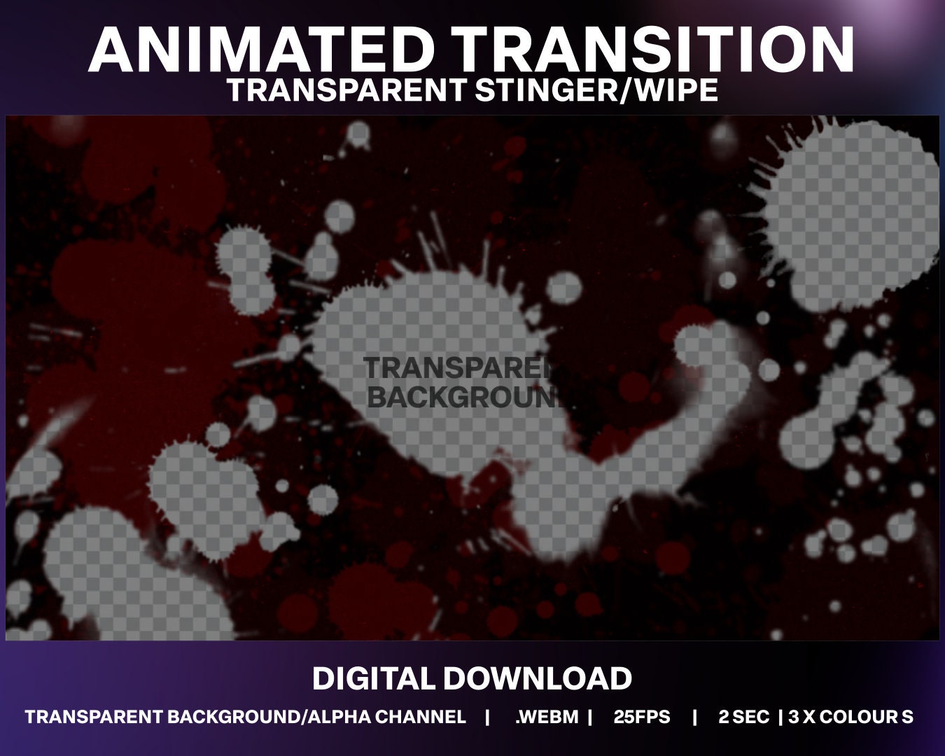 Animated Splatter Twitch Stream Transition: Grunge Horror Wipe (digital ...