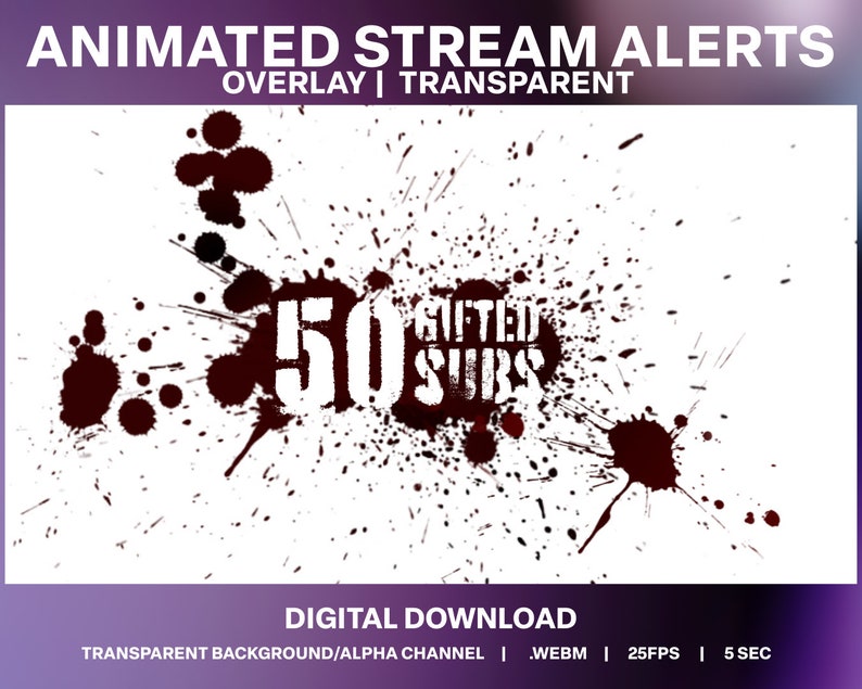 Splatter Subscriber Alert Creepy Paint Splat Subs Stream Overlay Horror ...