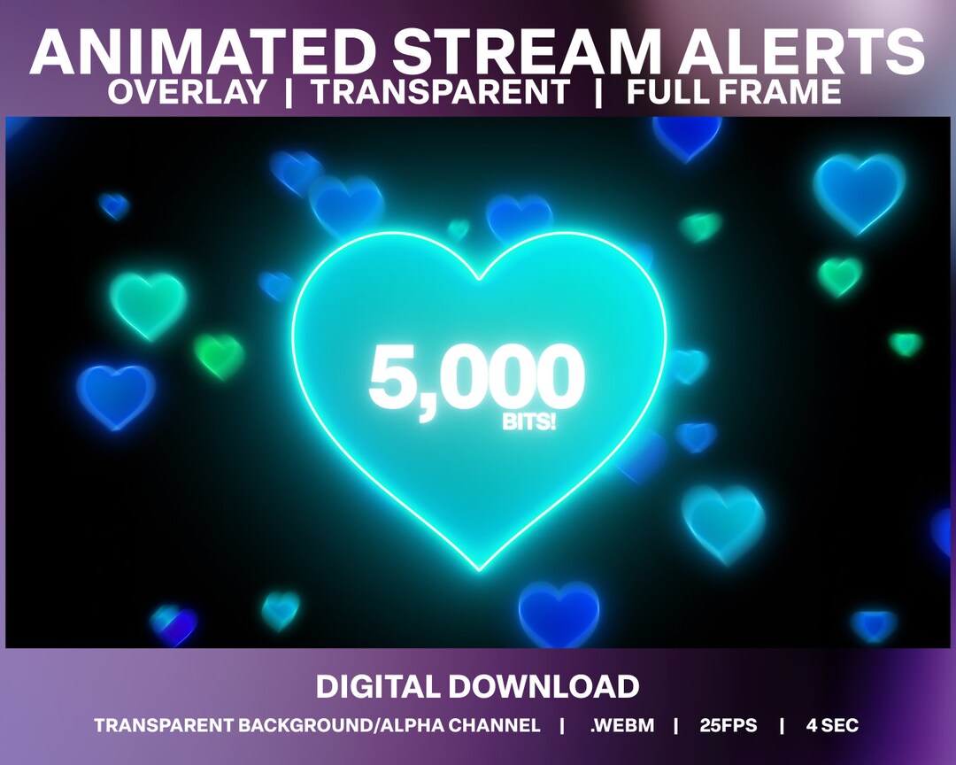 Animated Heart Bomb Bits Alert: Twitch Stream Cheer Overlay (digital ...