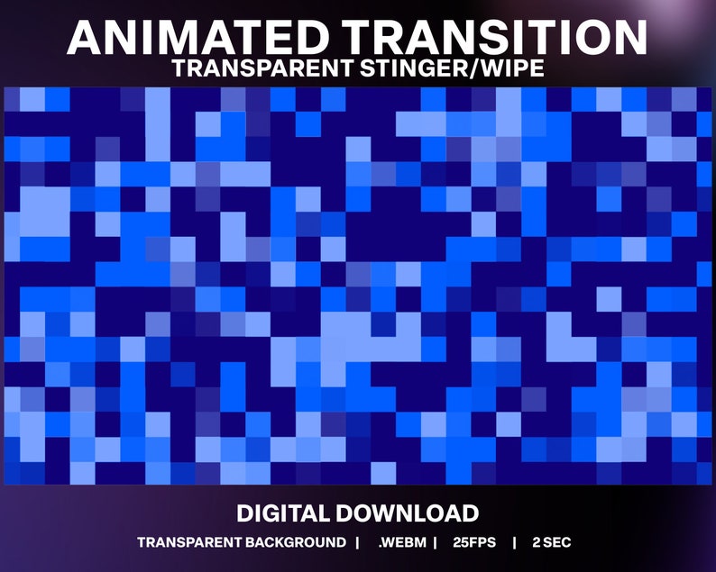 8-bit Pixel Stream Transition: Blue Chequer Twitch Wipe (digital ...