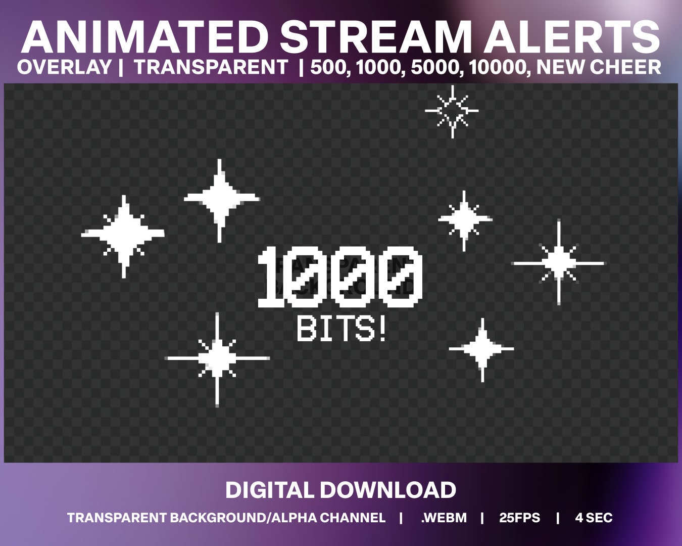 8bit Pixel Bomb Bits Animated Alert Twitch Bits Stream Cheers Overlay ...