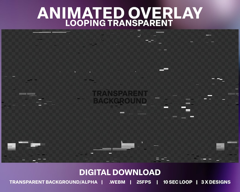 Cyber Glitch Animated Overlay VHS Film Distortion Stream Decoration ...