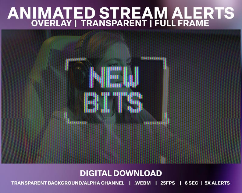 Glitchy CRT Stream Alerts: Retro VHS Twitch Overlays (digital Download ...