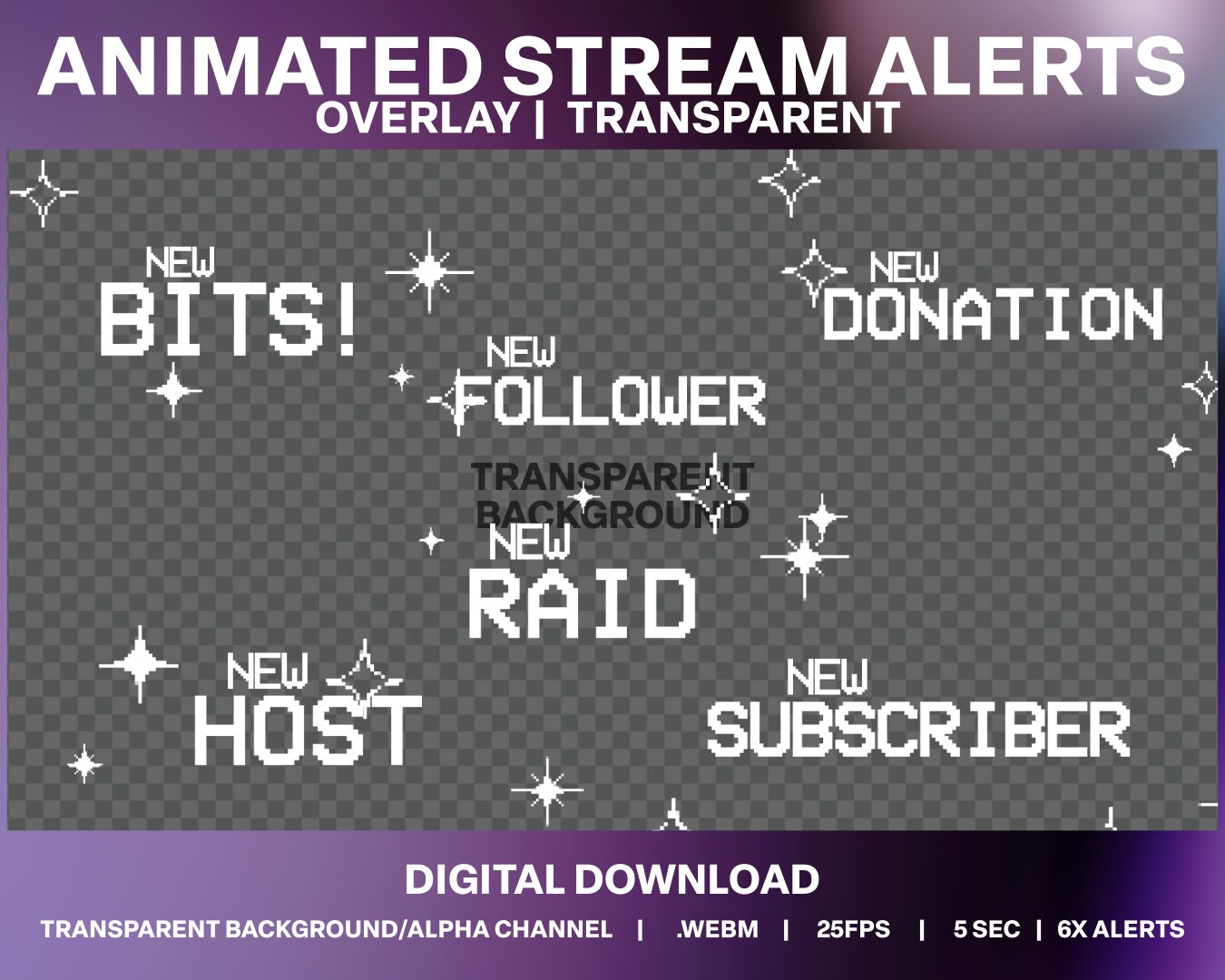 8bit Pixel Stream Animated Alerts Twitch Bits Stream Cheers Overlay ...
